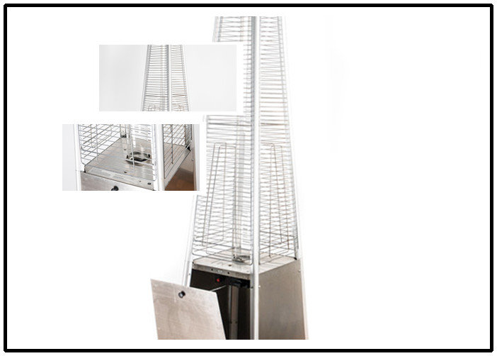 Deluxe Gas Flame Patio Heater , Square Natural Gas Outdoor Heater Glass Tube