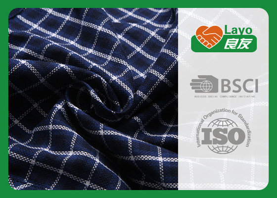 Long Sleeve Moisture Wicking Shirts Blue Plaid 100% Polyester Material