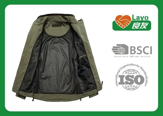 Olive Color Ladies Hunting Clothing , Mens Full Zip Jacket With Hood