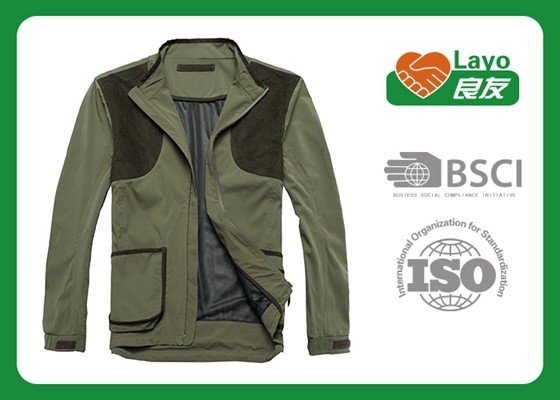 Olive Color Ladies Hunting Clothing , Mens Full Zip Jacket With Hood