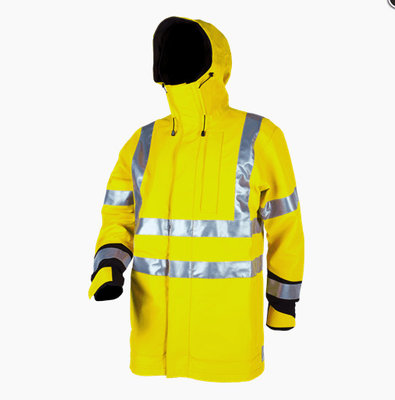 Long Reflective Safety Rain Jacket Yellow Rain Coat For Police Working