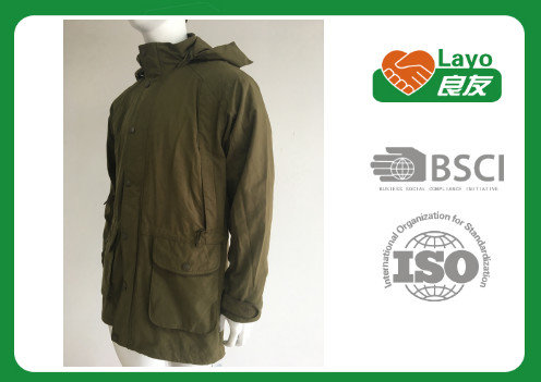 Olive Color Waterproof Shooting Jacket 100% Polyester Windbreak Thermal For Men