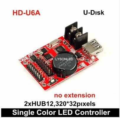 China Hd-U6A Usb-disk Ports Led Display Control Card Max Support 20 Pcs Single Color P10 Led Modules supplier