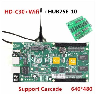 China Huidu HD-C30+ WiFi +HUB75E-10 Adapter Asynchronous RGB LED Display Card, Support 640*480 pixels Full Color LED supplier