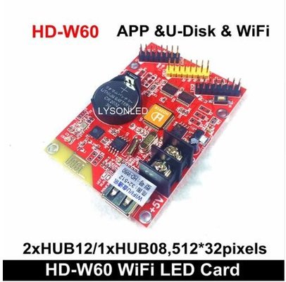 China Huidu HD-W60 U-Disk Built-in WiFi Single Color Dual Color LED Display Control Card 32x512 Pixels Support supplier