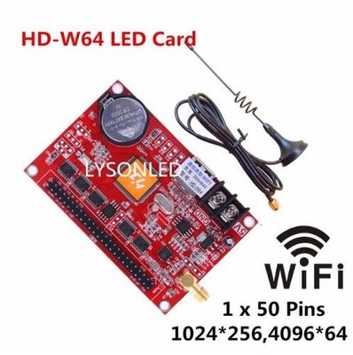 China HD-W64 USB driver and WIFI wireless LED Display Card Support Single Color and Dual Color LED Message Display supplier