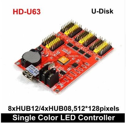 China Hd-U63 Usb-disk Port  P10 Led Display Control Card , Max 512x128 Pixels Single Color P4.75/P10 Led Module Control Card supplier