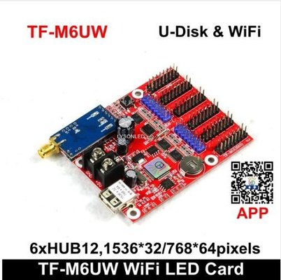 China TF-M6UW WIFI & USB-disk LED Display Control Card 2xHUB08 6xHUB12 Max768*64Pixels P4.75 P7.62 P13.33 LED Module supplier