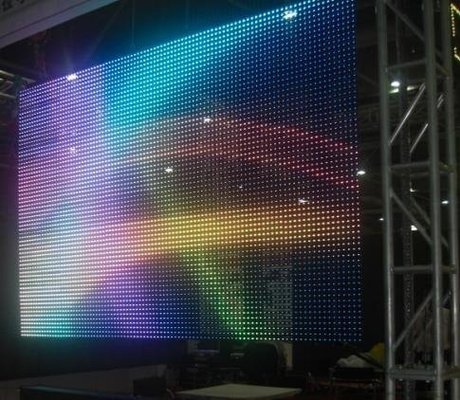 Commercial P16 Outdoor Advertising LED Screen , Mesh Rental Flexible Led Curtain Display supplier