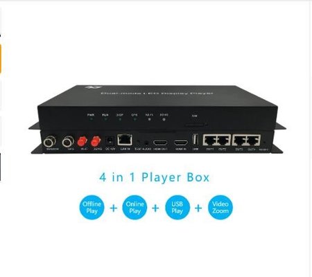 HD-A6 Asynch & Synch Large LED Video Display Player, Dual-Mode LED Video Controller 4 in 1 player(WIFI/4G ） supplier