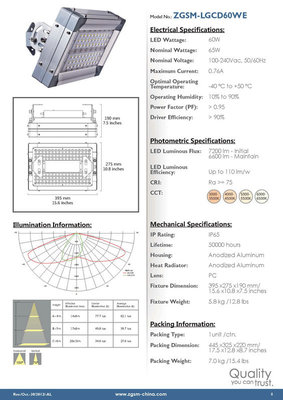 Ultra Bright Subways 65W LED Tunnel Lamp 3yrs With Efficient LED Driver