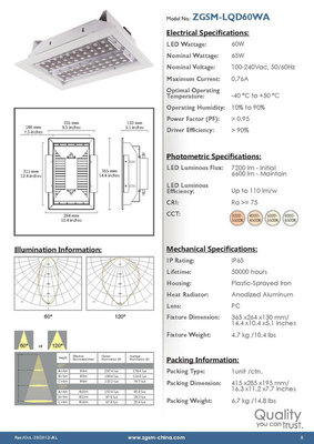 6600 lumens 50000hrs 60W LED Soffit Lights / Workshop LED Lights