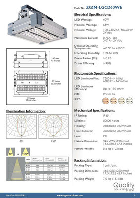 Efficient 60 Watt Warehouse LED Lights 110 lm/w With 240V AC