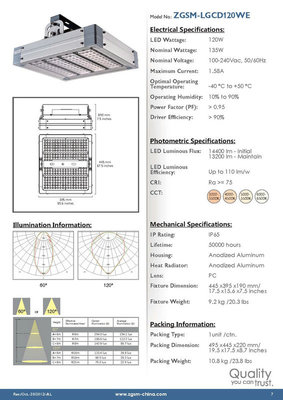 High Power 4500K LED Soffit Lights 13200lm , LED Low Bay Light