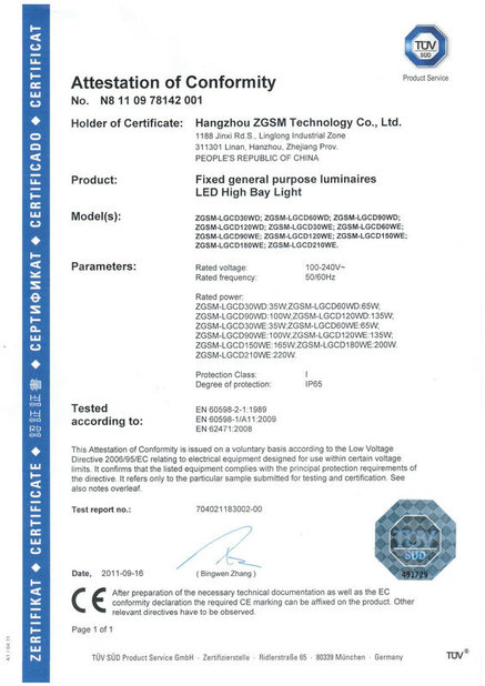 China HANGZHOU ZGSM TECHNOLOGY CO.,LTD certification