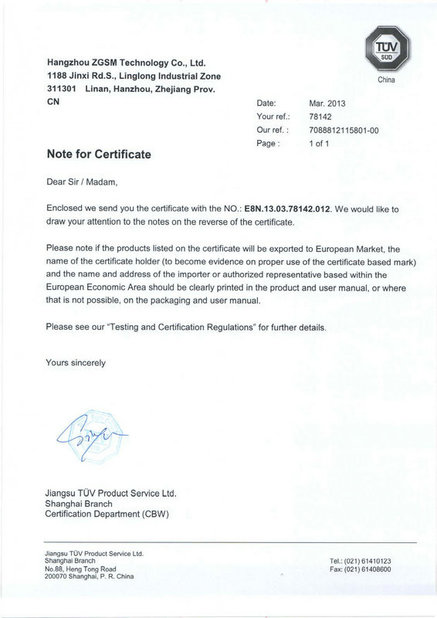 China HANGZHOU ZGSM TECHNOLOGY CO.,LTD certification