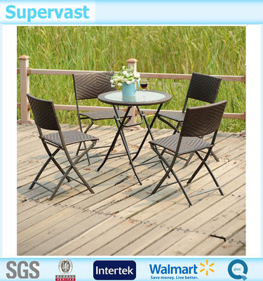 Resin Wicker Folding Patio Furniture Set / 3PC Outdoor Bistro Table Sets
