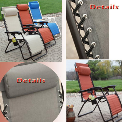 Balcony Pattern Printed Armrest Zero Gravity Outdoor Chair With Head Rest