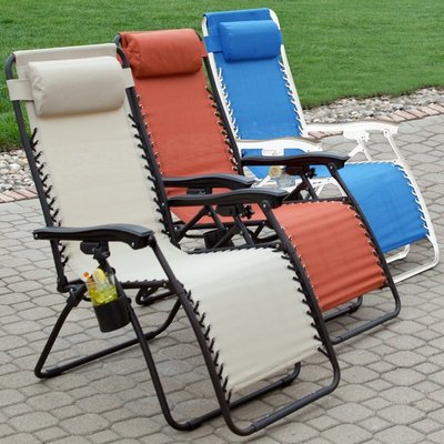 Balcony Pattern Printed Armrest Zero Gravity Outdoor Chair With Head Rest