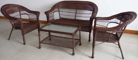 Classic Resin Outdoor Leisure Furniture with Cushion , Comfortable Wicker Patio Sofa Set