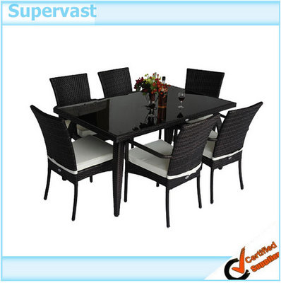 Dining Table Resin Wicker Patio Furniture 7 PC Wicker Outdoor Furniture Set