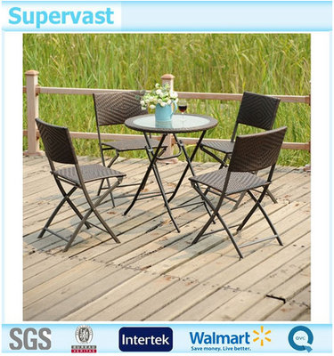 Home Garden Resin Wicker Patio Furniture 5PC Folding Dining Set Chairs and Table