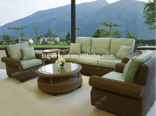 Garden Patio Sectional Sofa , 5 Piece Outdoor Wicker Conversation Sets