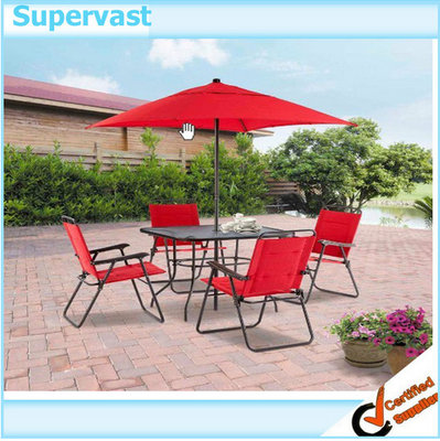 Outdoor Patio Furniture Dining Sets 6PC Folding Dining Set With Colored Umbrella