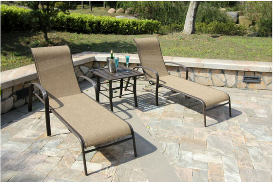 Folded Patio Furniture Dining Sets Sling Chaise Lounge Set for Garden / Pool
