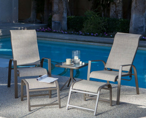 Metal Folding Patio Furniture 5 PC Sling Chaise Lounge Set for Swimming Pool