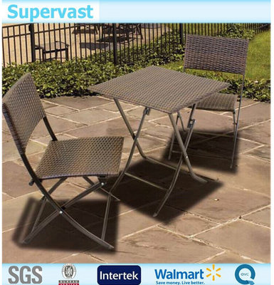 Folding Patio Bistro Set , Outdoor Resin Wicker 3 Piece Outdoor Bistro Set