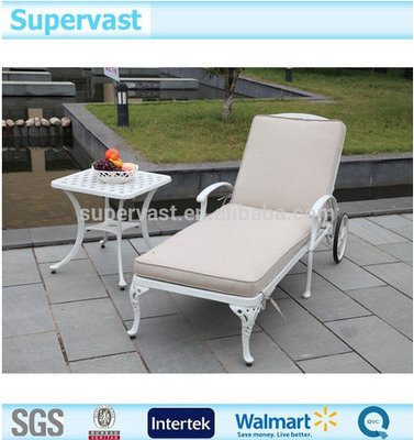 Leisure Furniture Comfortable Patio Bistro Set Aluminum Lounge Chair / End Table