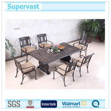 Luxury Cast Aluminum Patio Furniture , Outdoor Dining Sets 7 Piece With Hand Brush