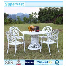 White Cast Aluminum Patio Furniture Set , Patio Furniture Table And Chairs