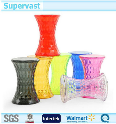 Colorful Patio Furniture Accessories Small Round Drum Shaped Clear Plastic StoolChairs