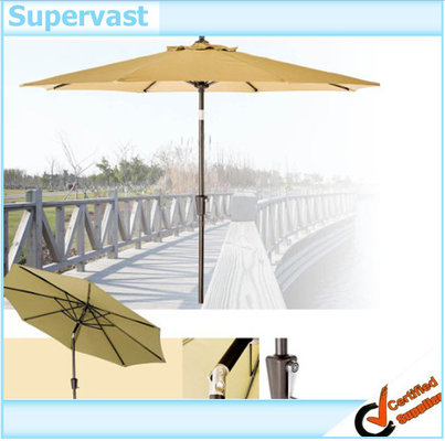 Commercial Grade 9 Foot Tiltable Patio Market Umbrella / Tilt Outdoor Umbrellas
