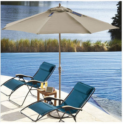 Windproof Strong Round 2.28m Patio Market Umbrella / Tilt Patio Umbrella for Pool