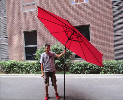 Windproof Strong Round 2.28m Patio Market Umbrella / Tilt Patio Umbrella for Pool