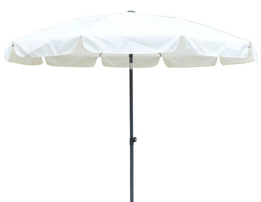 White 9 Foot Patio Market Umbrella / Fiberglass Parasol Outdoor Umbrella for Beach