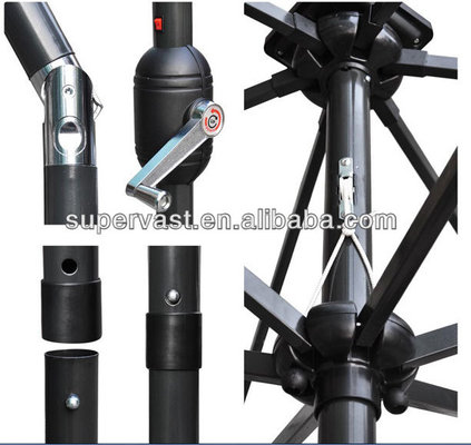 Custom Garden Furniture Patio Market Umbrella With Crank / Tilt / LED light