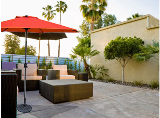 Heavy Duty Red 7.5FT Metal Patio Market Umbrella for Garden / Backyard Furniture