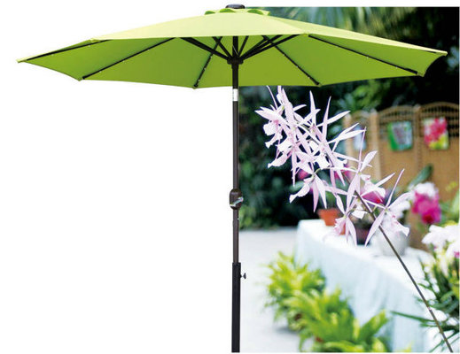 Round Aluminum Solar Patio Umbrella , Red LED Patio Umbrella with Light