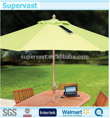 Outside Solar Powered Patio Umbrella Sunshade With USB Charge Connector