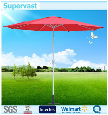 Waterproof Red Patio 9FT Market Umbrella / Garden Patio Umbrellas with Tilt