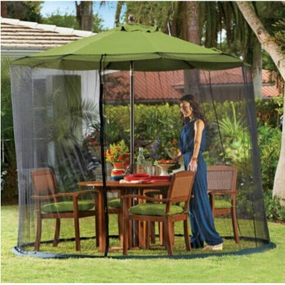Summer Outdoor Sunshade Canvas Parasol Umbrella With Mosquito Netting