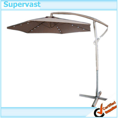 Patio Outdoor Furniture 9 Foot Solar Patio Umbrella With Hand Crank System