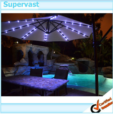Patio Outdoor Furniture 9 Foot Solar Patio Umbrella With Hand Crank System