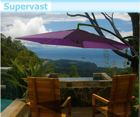 3M Offset Hanging Solar LED Patio Umbrella for Outdoor Leisure Furniture