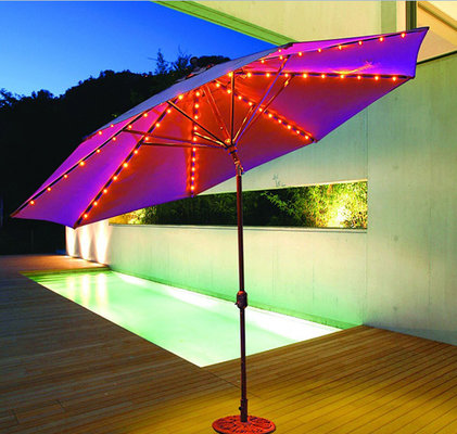 Garden Decorative Heavy Duty Crank 10FT Patio Umbrellas With Solar Lights