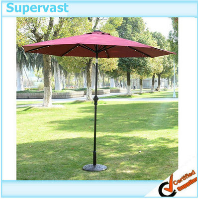 Multi Color Solar Patio Umbrella , Stainless Steel Pole LED Beach Umbrella